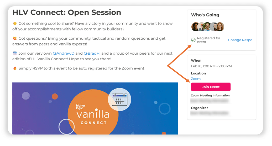Higher Logic Vanilla Zoom Integration: Host and Join Community Events ...